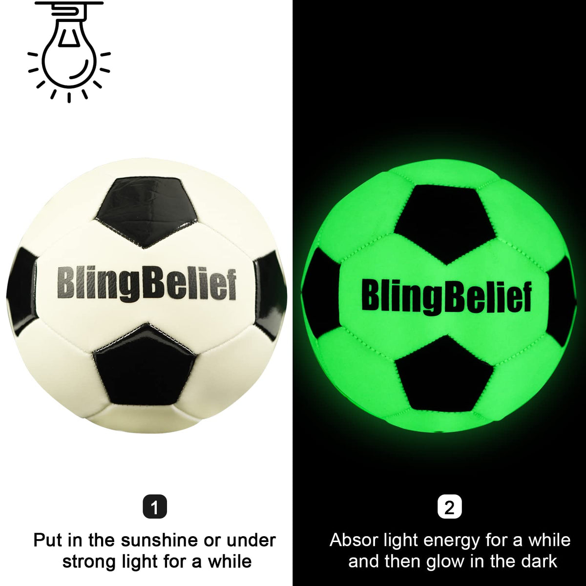 Blingbelief Glow in Dark Soccer, night glow soccer, glow soccer ...